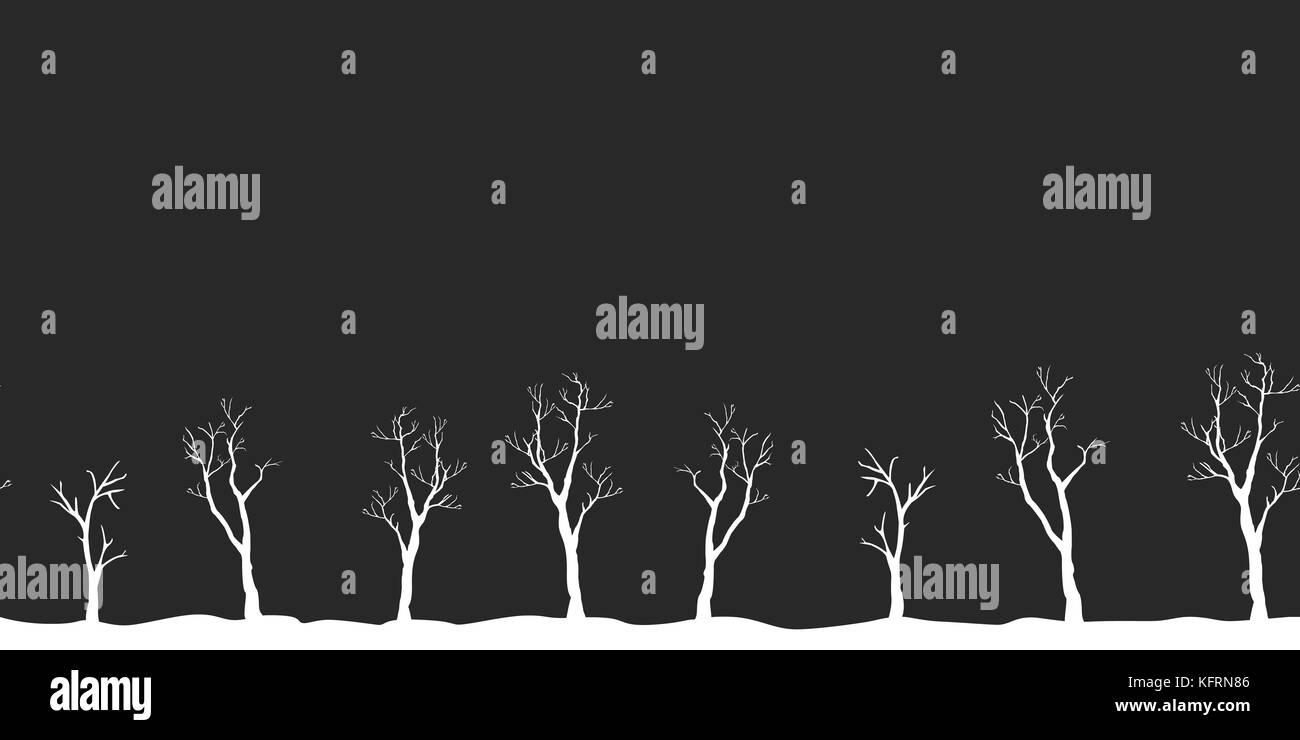 Trees with no leaves. Continuous Pattern. Partly Seamless. Vector ...