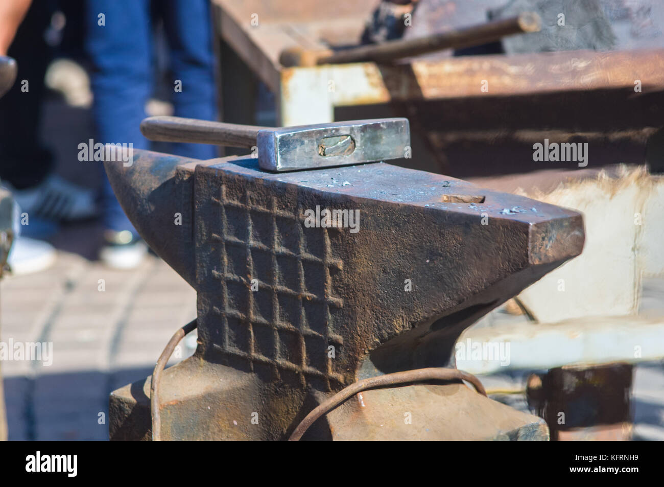blacksmith tools and fixtures for hand forged metal, close-up Stock ...