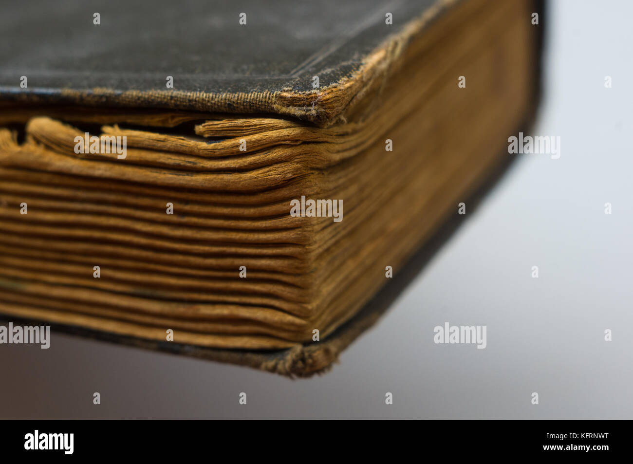 Part of the old tattered books with yellowed pages, macro, close up ...