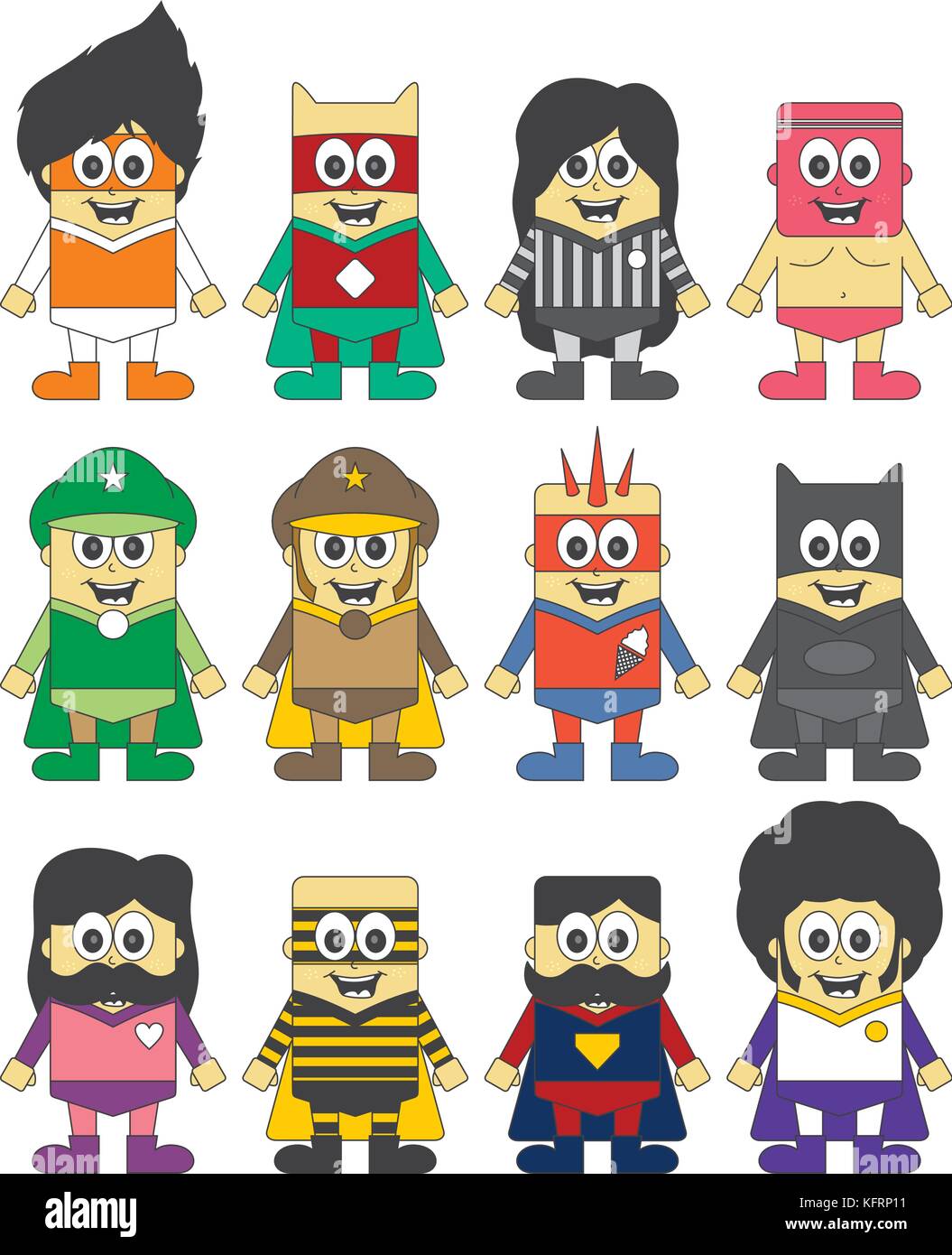 editable little hero cartoon vector graphic art design illustration ...
