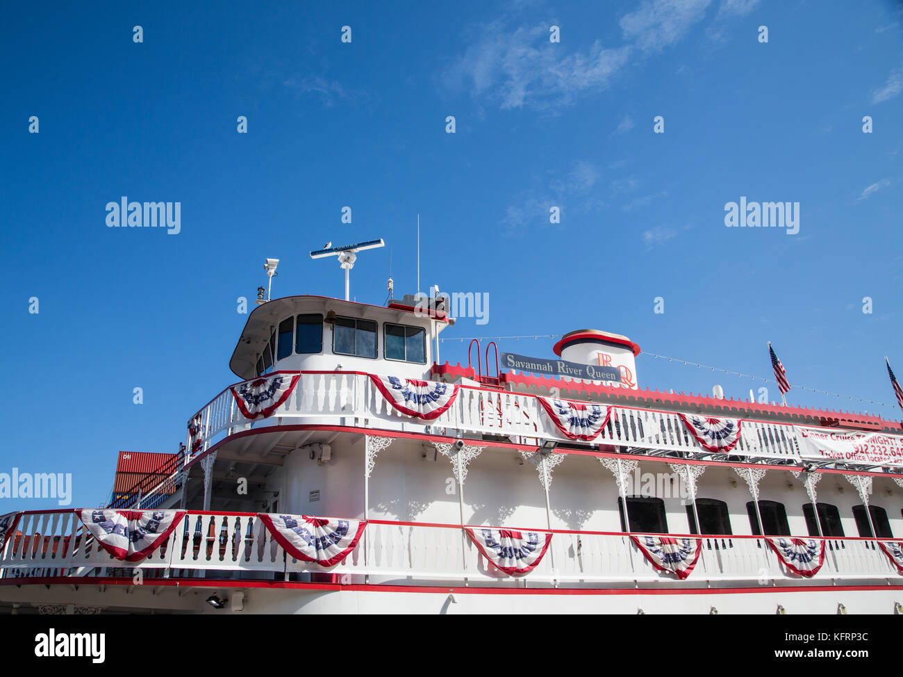 Bunting on the Savannah River Queen Steam Ship Stock Photo - Alamy