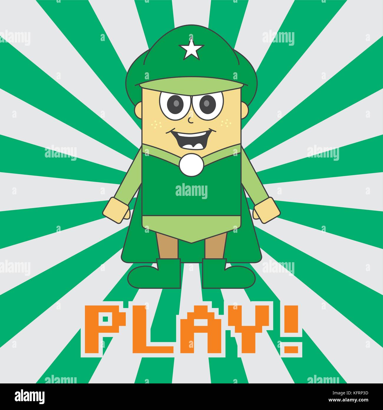 little hero cartoon character vector graphic art illustration Stock ...