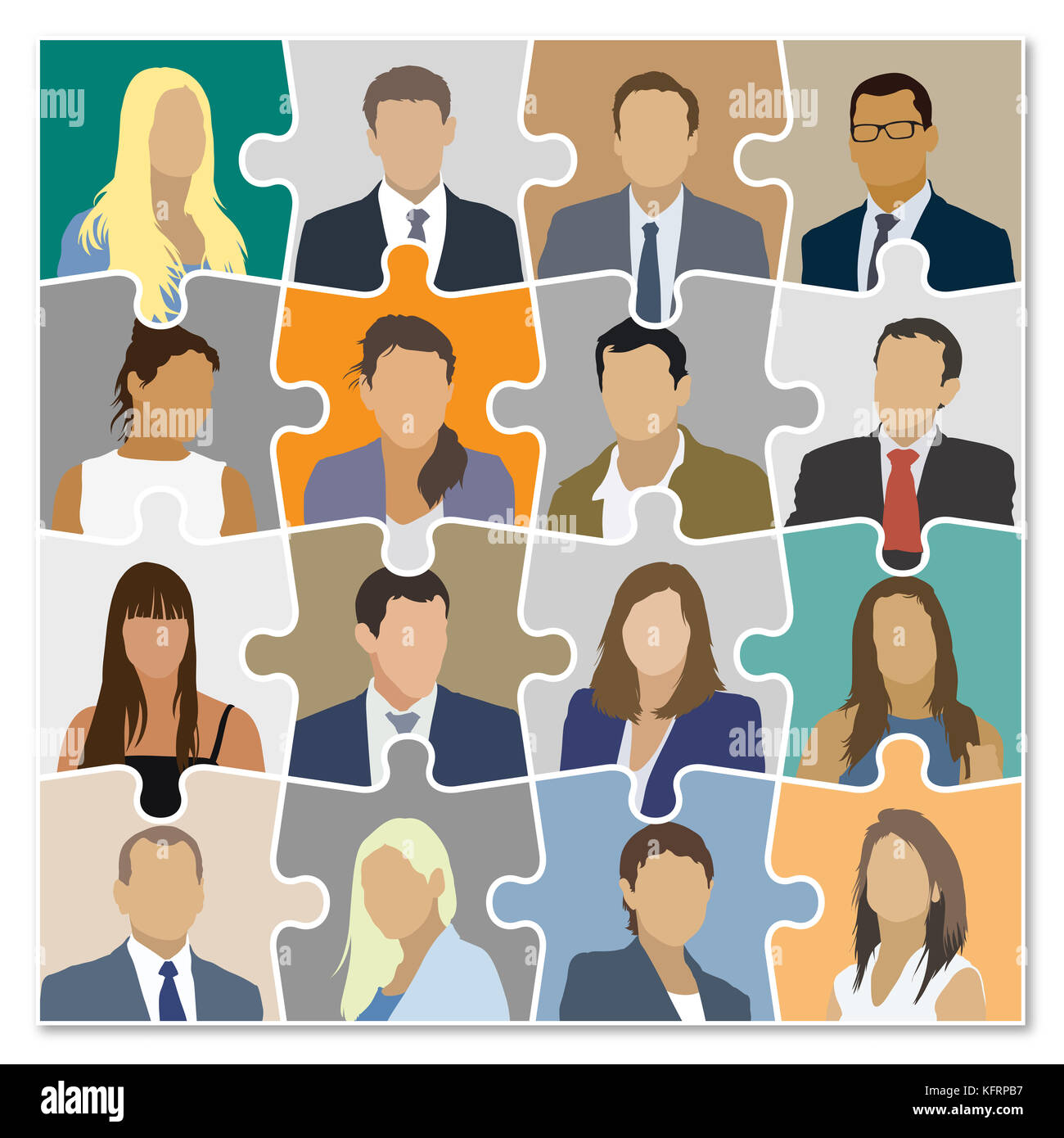 Jigsaw puzzle shown as an organizational structure of the company Stock ...