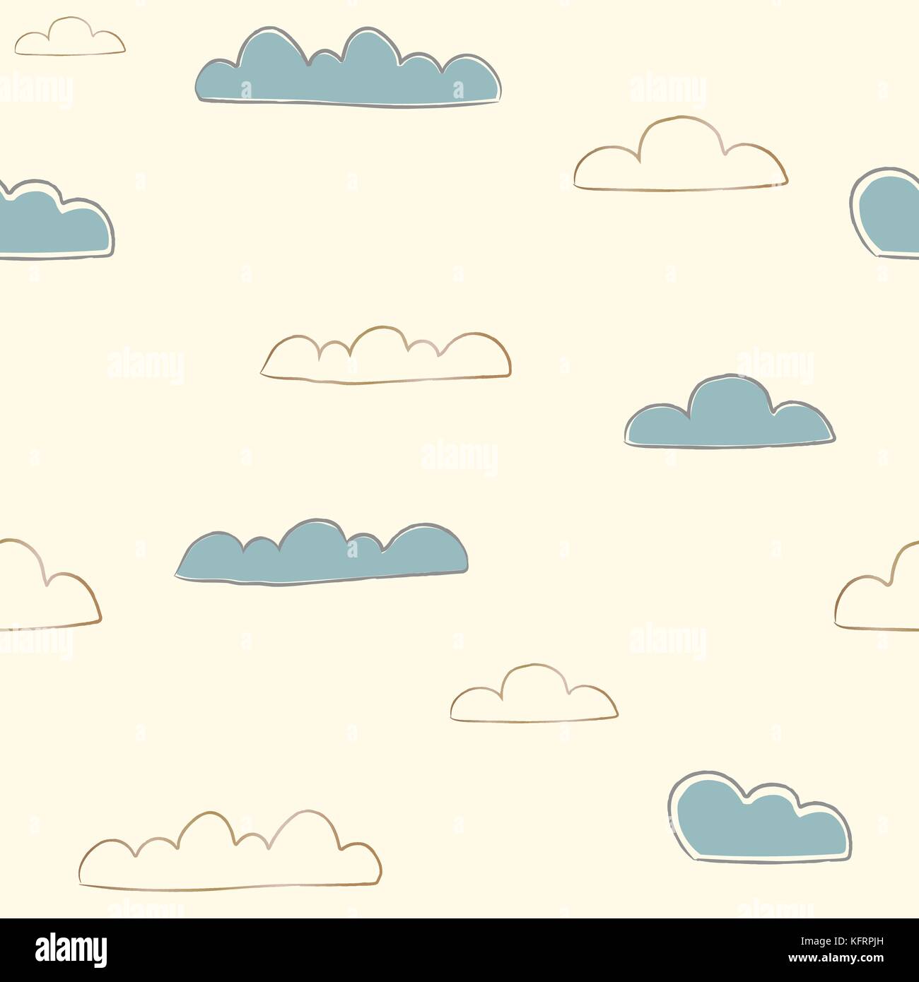 Seamless Pattern with hand drawn cute clouds. For posters, wrapping ...