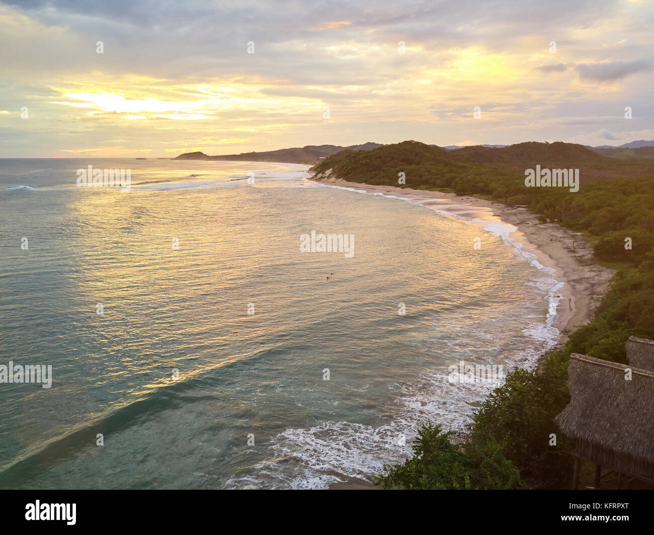 Magnific rock bay in Nicaragua on sunset time aerial view Stock Photo ...