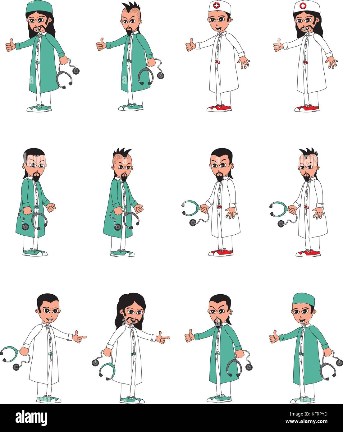 doctor cartoon character vector graphic art illustration Stock Vector ...