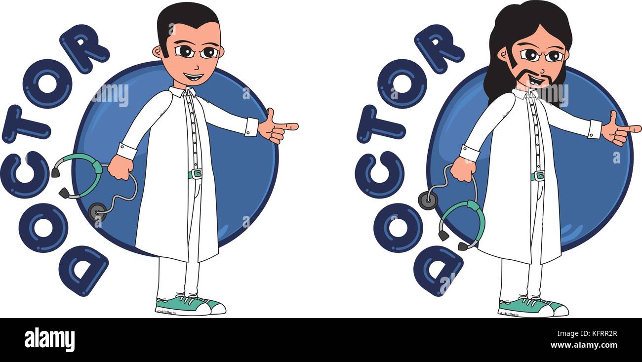 doctor cartoon character vector graphic art illustration Stock Vector ...