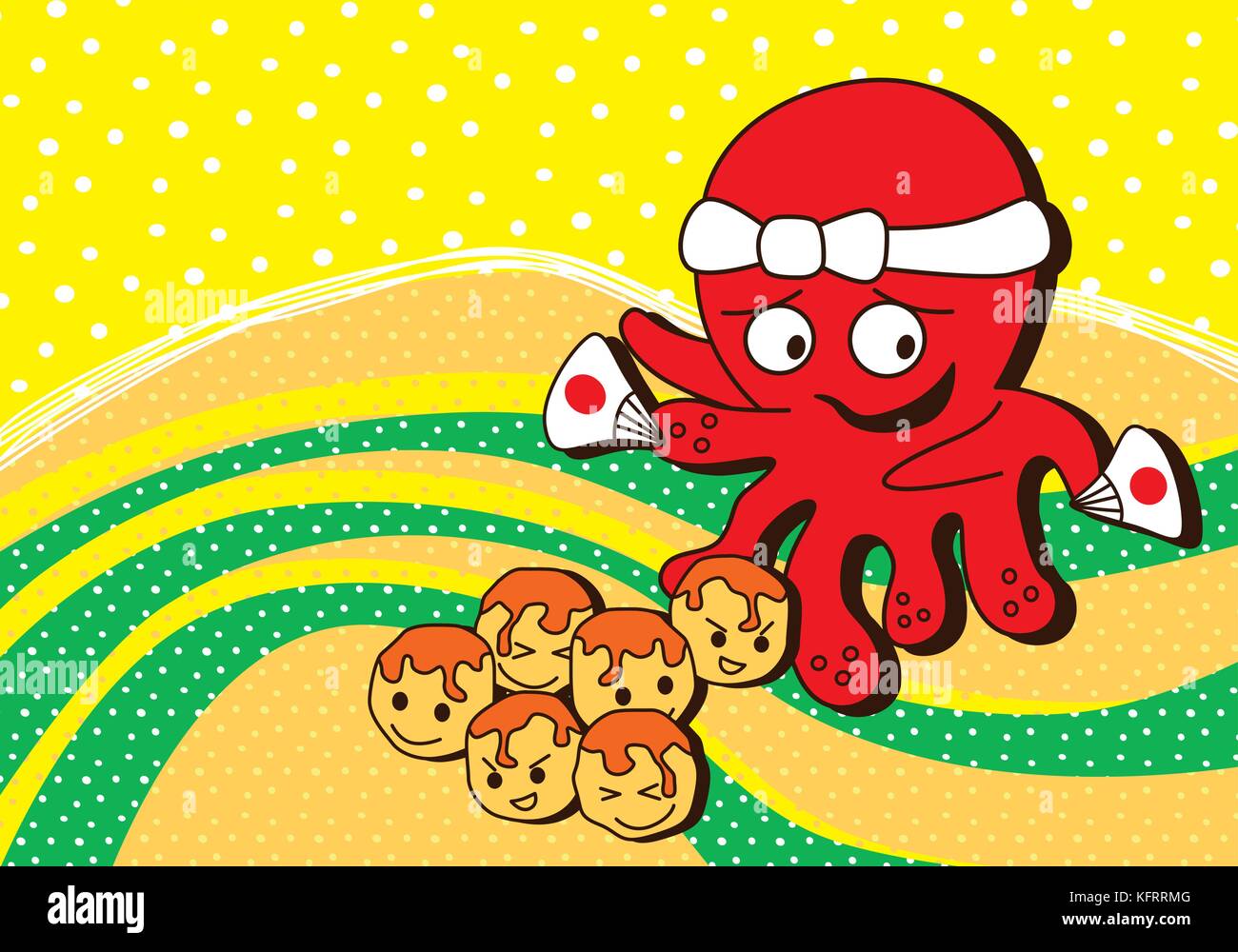 japanese octopus seafood theme vector art illustration Stock Vector ...