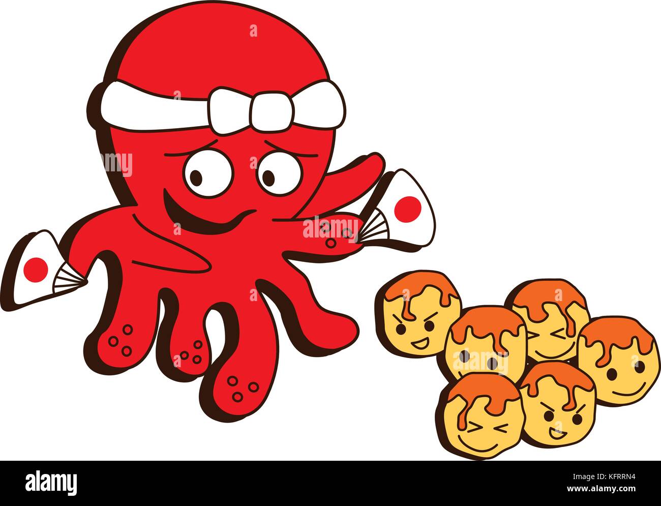 japanese octopus seafood theme vector art illustration Stock Vector ...