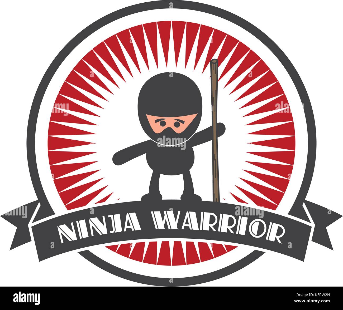 editable ninja cartoon label sticker vector graphic art design ...