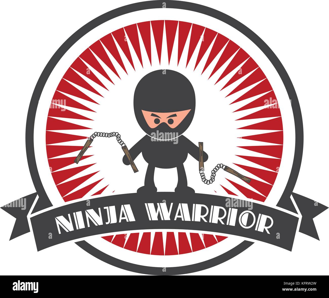 editable ninja cartoon label sticker vector graphic art design ...