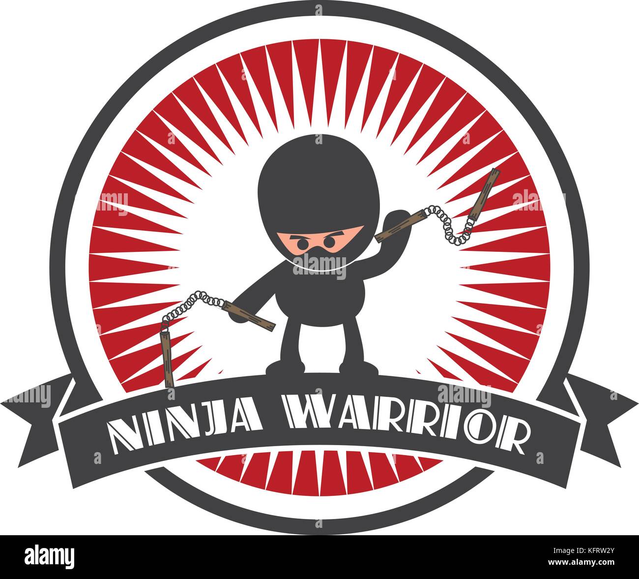 editable ninja cartoon label sticker vector graphic art design ...