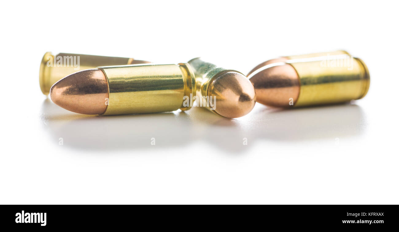 9mm pistol bullet isolated on white background Stock Photo - Alamy