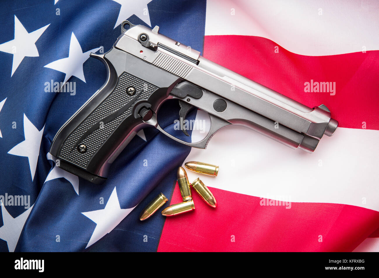 Pistol on usa flag hi-res stock photography and images - Alamy