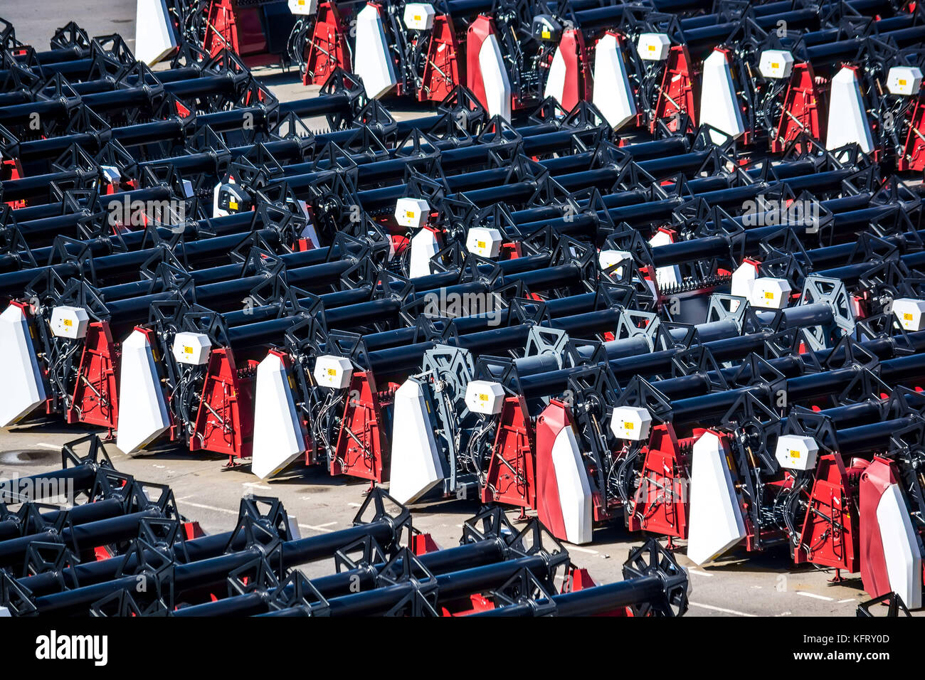 New combine headers stored on plant Stock Photo - Alamy