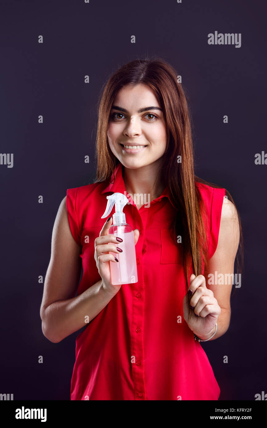 Girl with Spray Stock Photo - Alamy