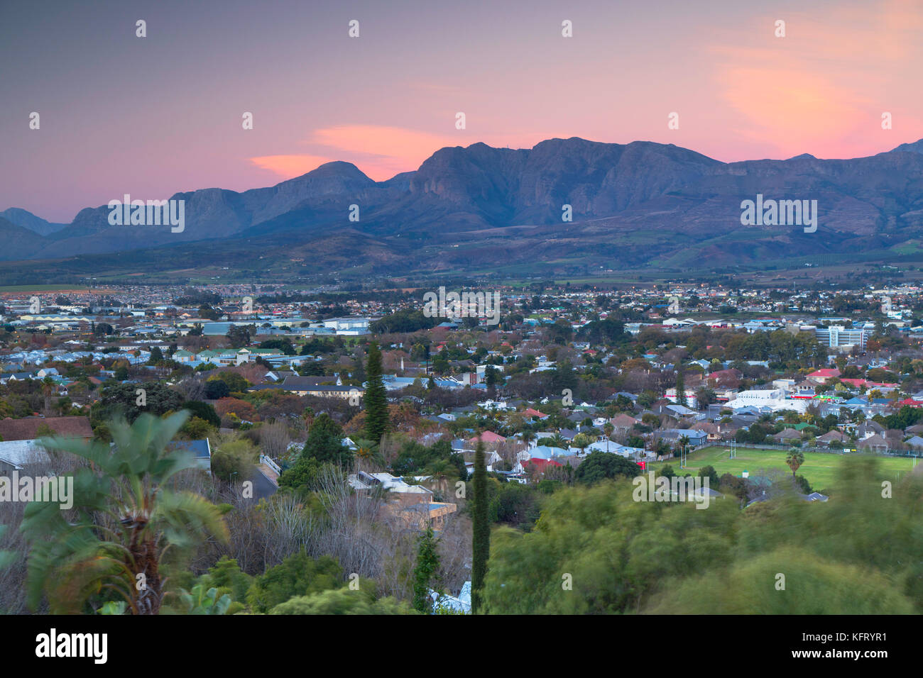 Paarl Valley at sunset, Paarl, Western Cape, South Africa Stock Photo ...