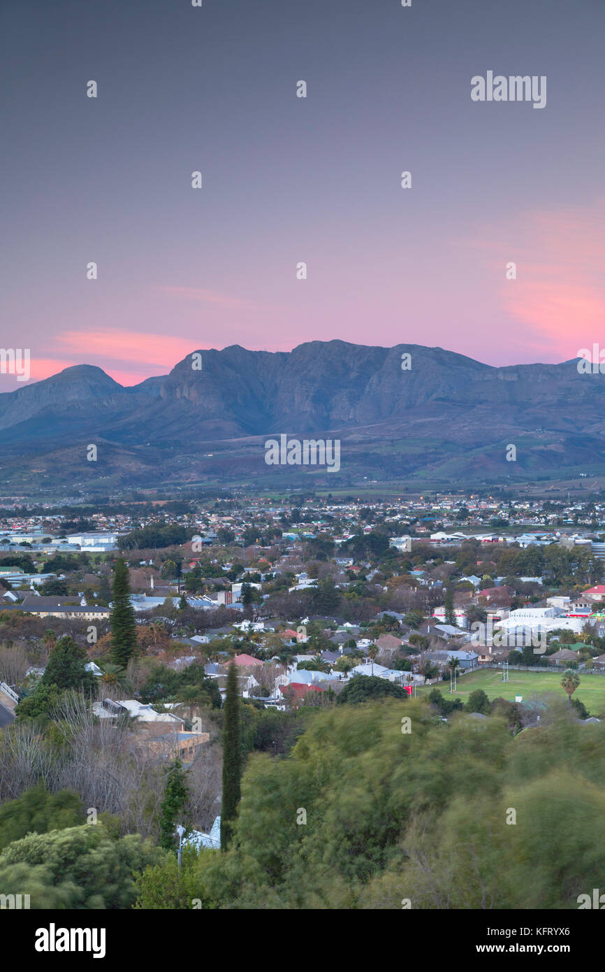 Paarl Valley at sunset, Paarl, Western Cape, South Africa Stock Photo ...
