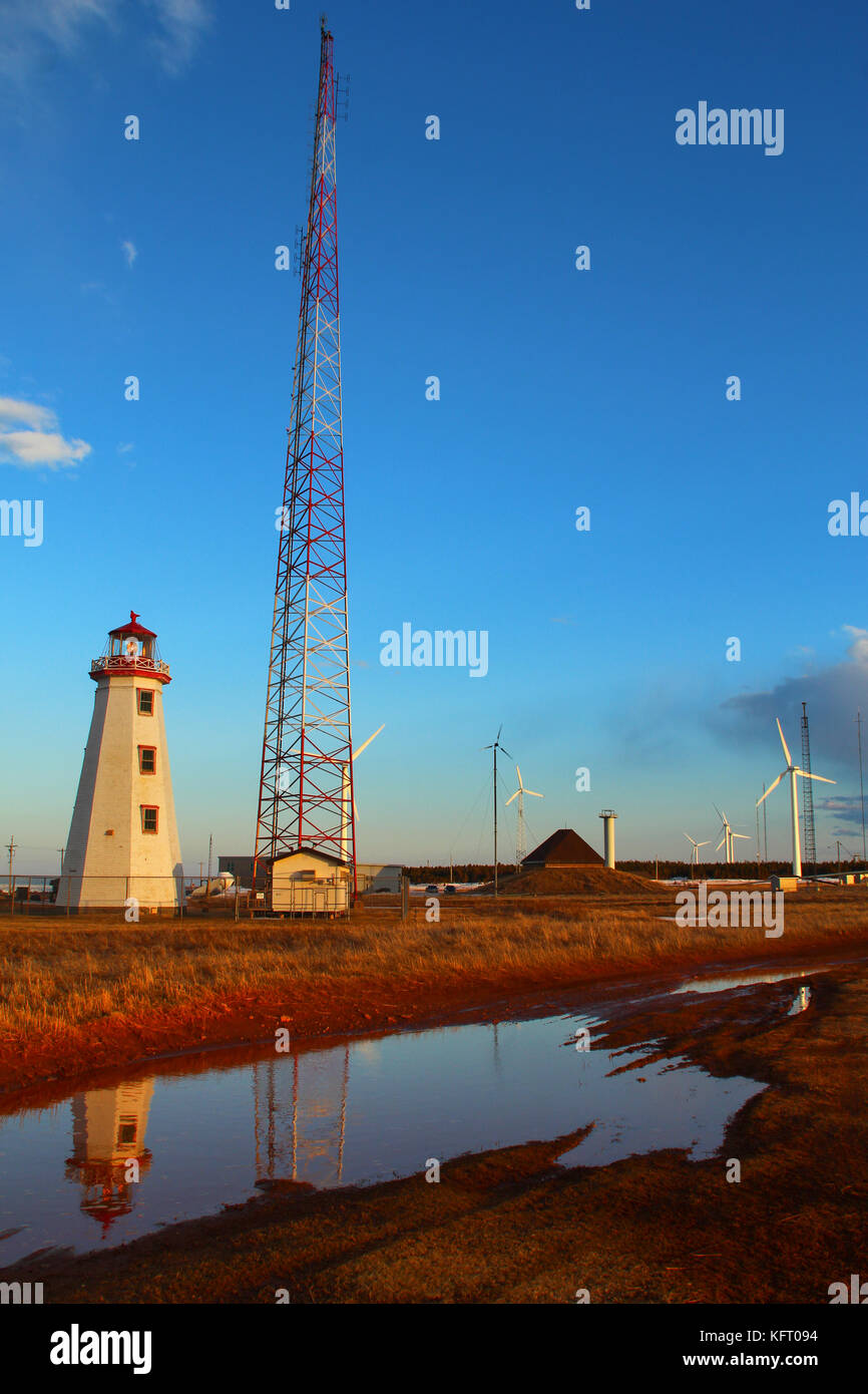 Lighthouse with wind generator in North Cape, Prince Edward Island ...