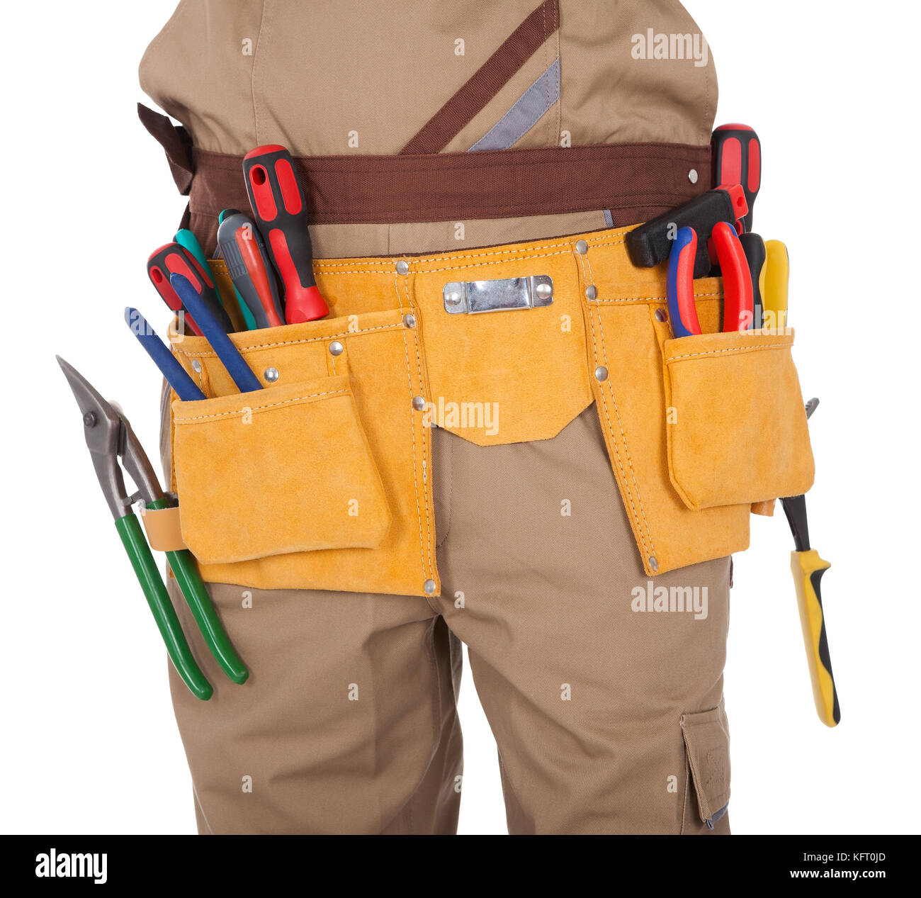 Close-up on worker's toolbelt. Isolated on white Stock Photo - Alamy