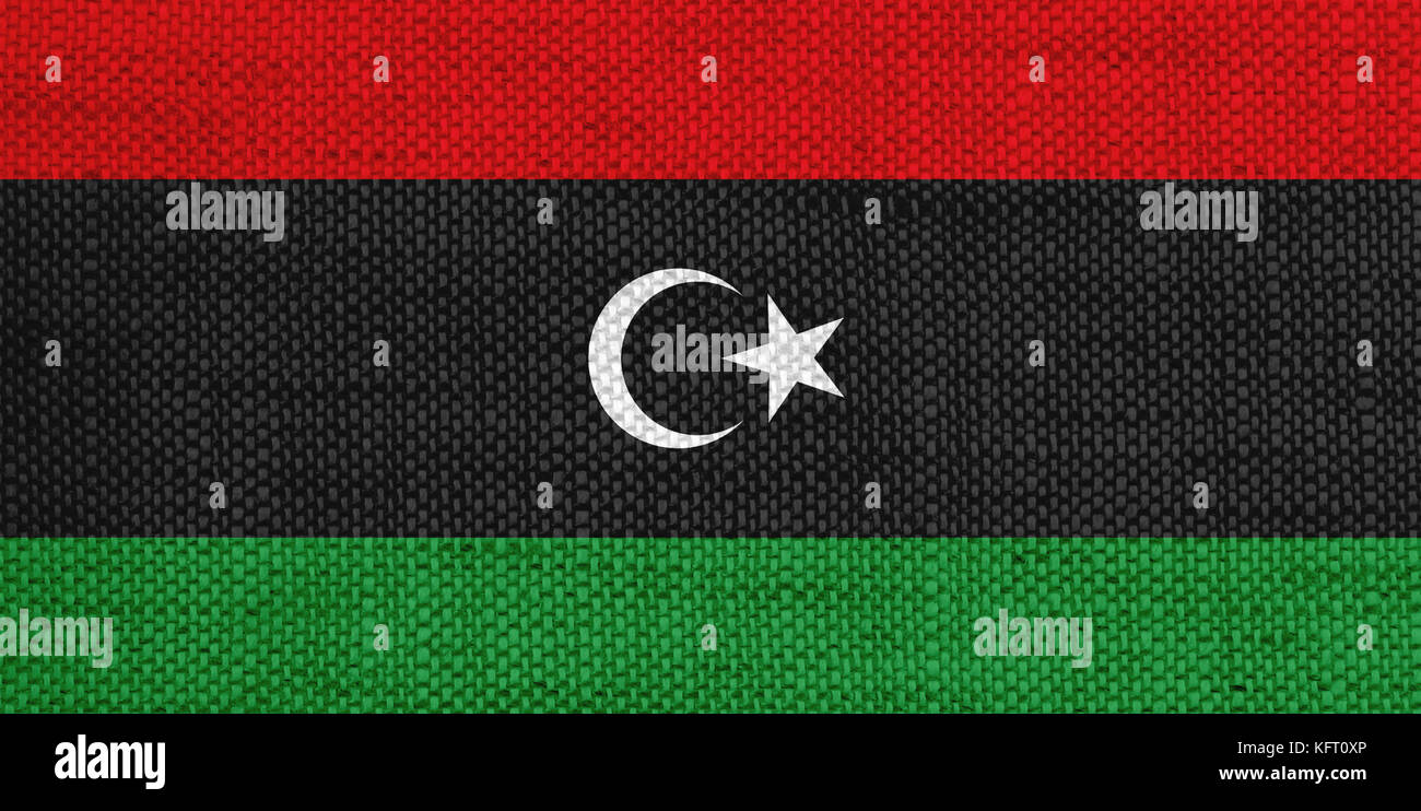 Flag of Libya on old linen Stock Photo - Alamy