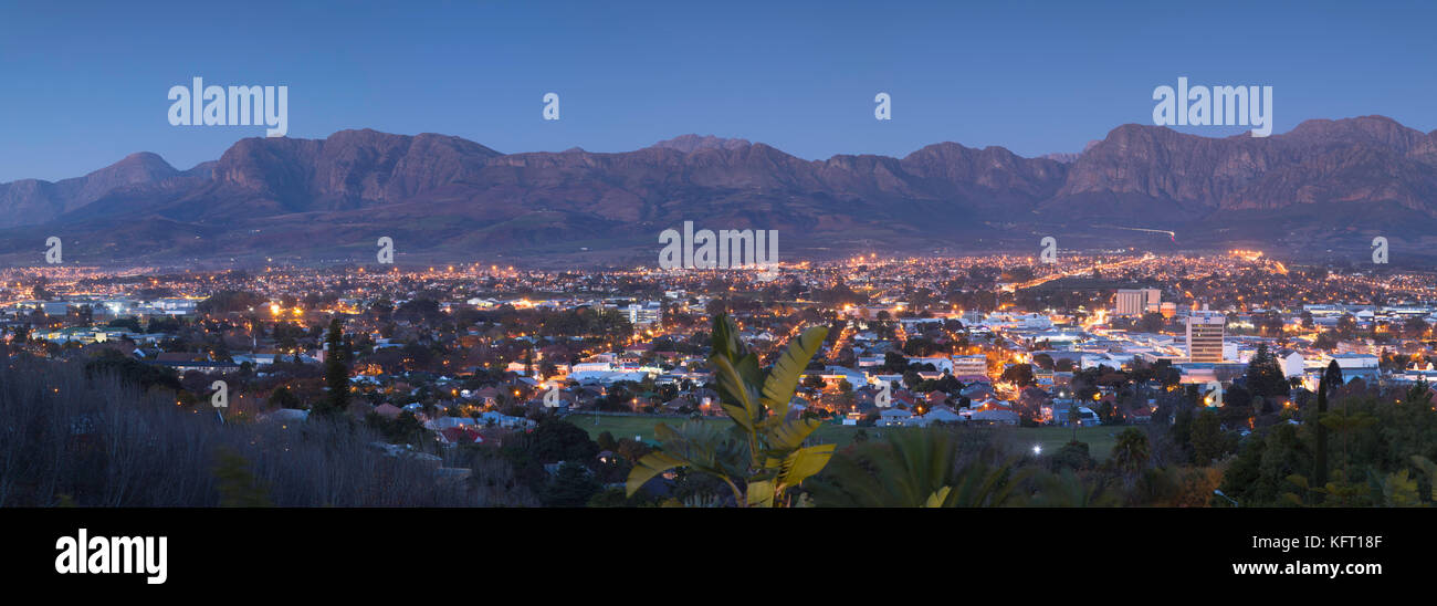View of Paarl Valley at dusk, Paarl, Western Cape, South Africa Stock ...