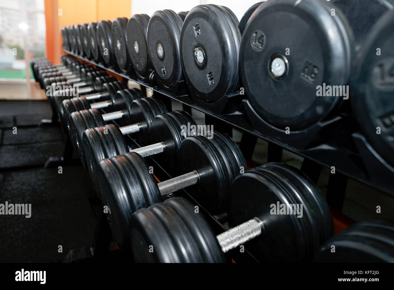gym with dumbbells Stock Photo - Alamy