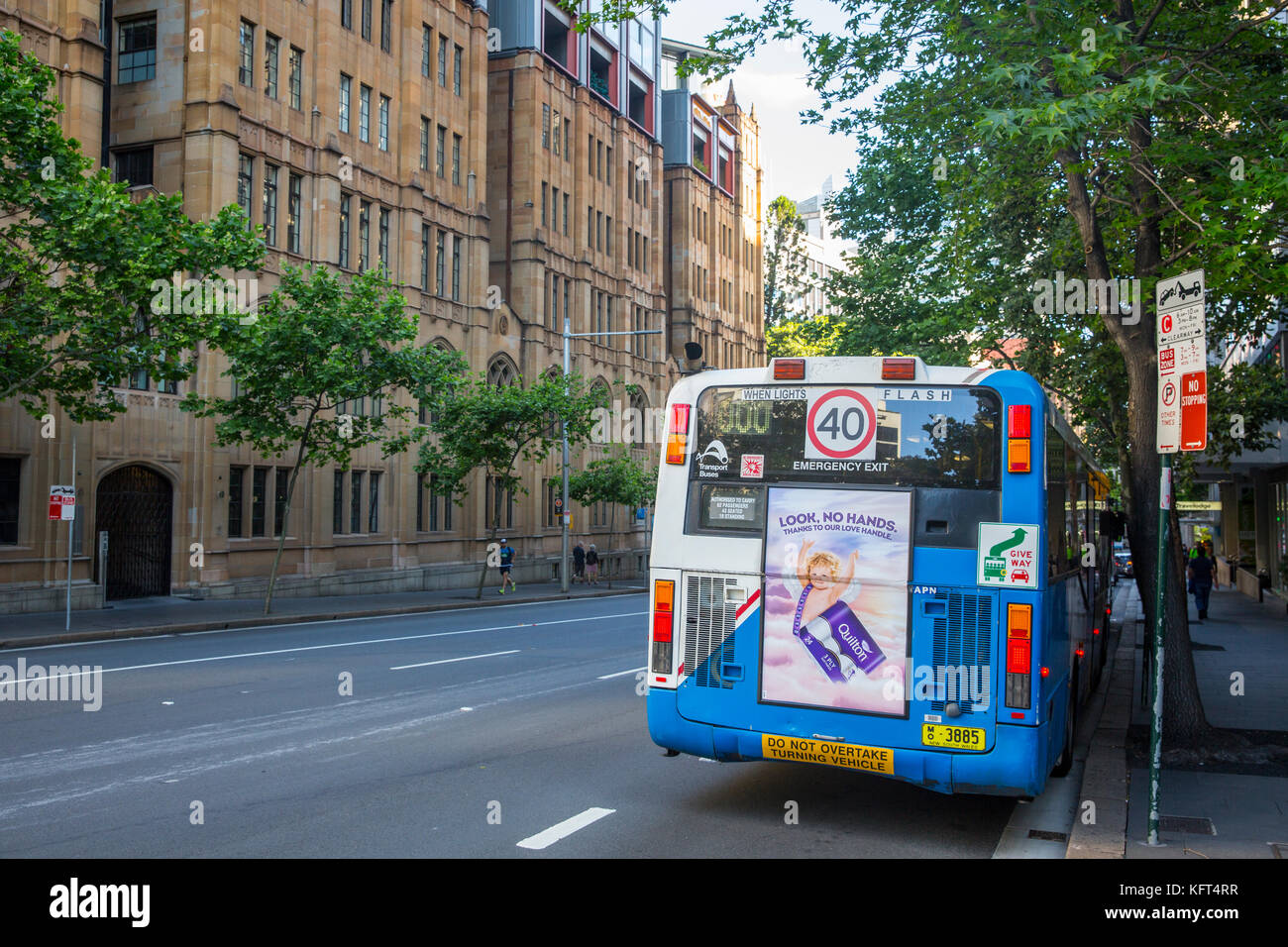 Sydney bus buses travelling along York street in Sydney city centre ...