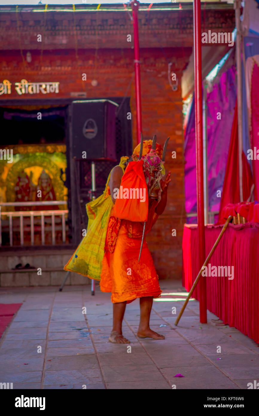 KATHMANDU, NEPAL - SEPTEMBER 04, 2017: Unidentified man inside of ...