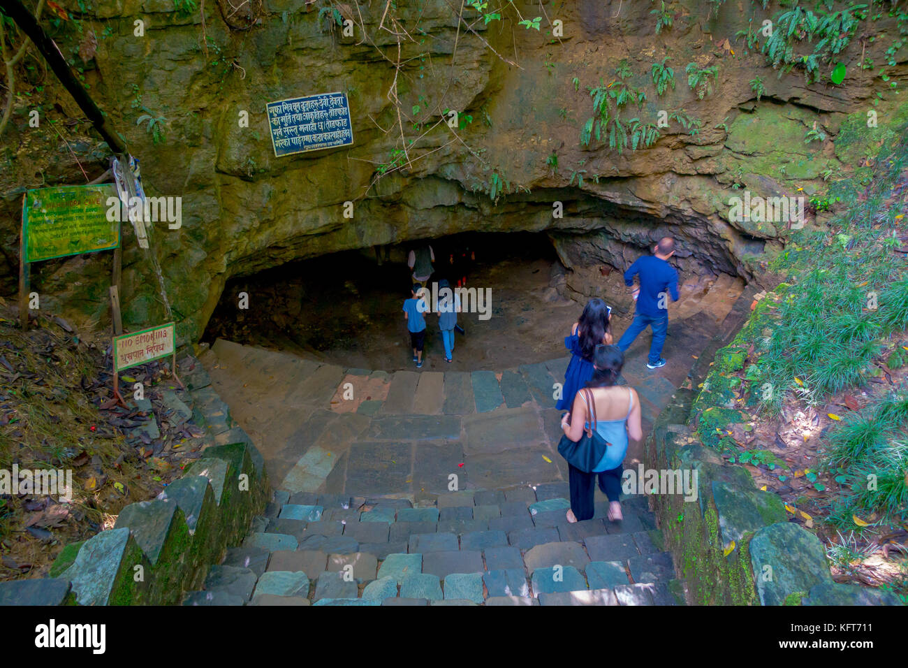 Pokhara, Nepal - September 12, 2017: Unidentified group of people at ...