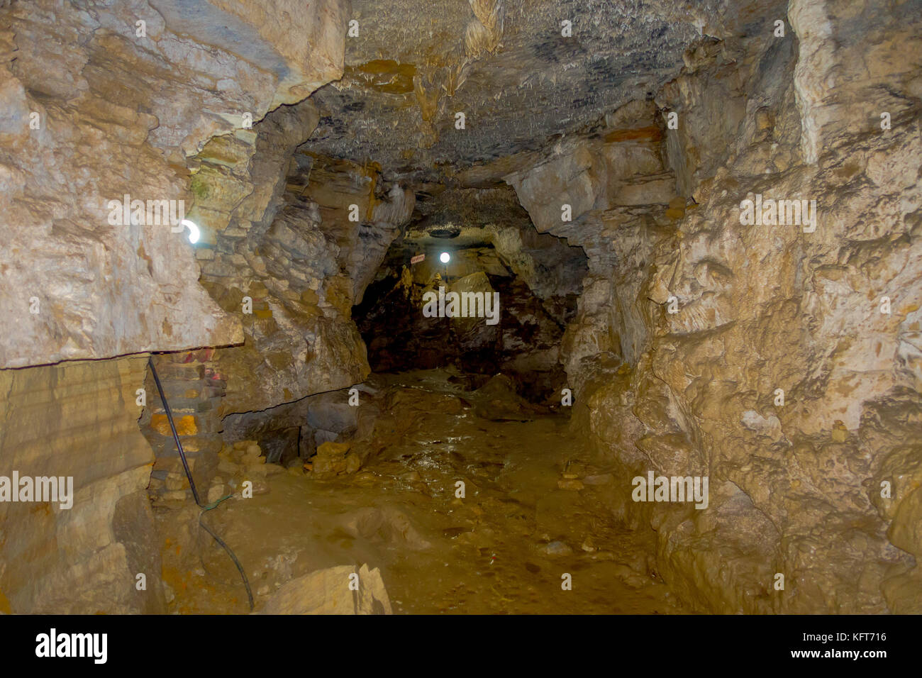 Pokhara, Nepal - September 12, 2017: Some artificial ligh inside of the ...