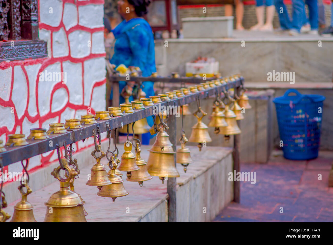 Bells of different size hanging in Taal Barahi Mandir temple, Pokhara ...