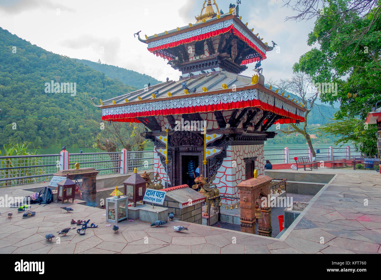 POKHARA, NEPAL - SEPTEMBER 04, 2017: Unidentified people walking around ...