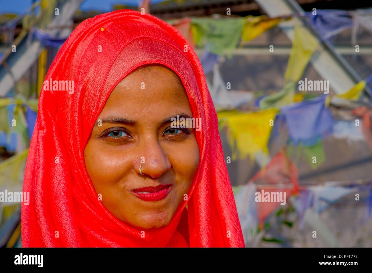 Pockhara, Nepal, September, 06 -2017: Portrait of beautiful nepalese ...