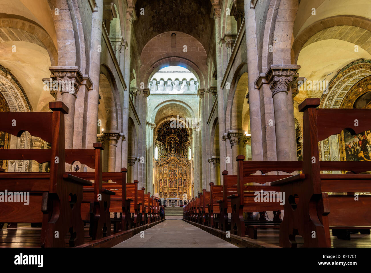 Interior of the Old Cathedral of Coimbra, a.k.a. Se Velha, a Romanesque ...