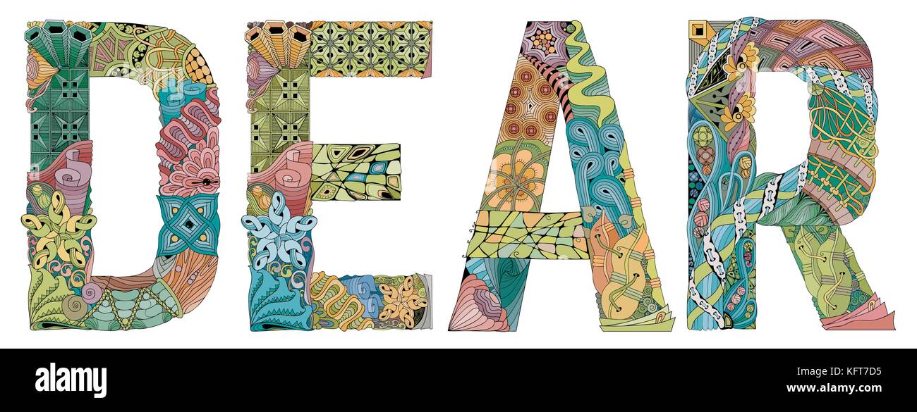 Hand-painted art design. Hand drawn illustration word dear for t-shirt ...