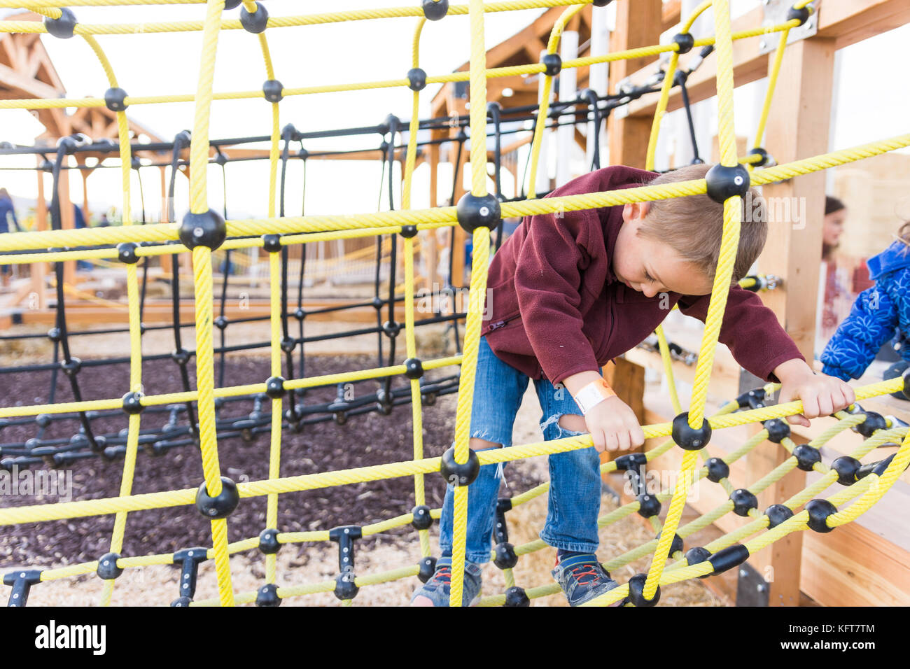 Rope bridge on kids playground hi-res stock photography and images - Alamy