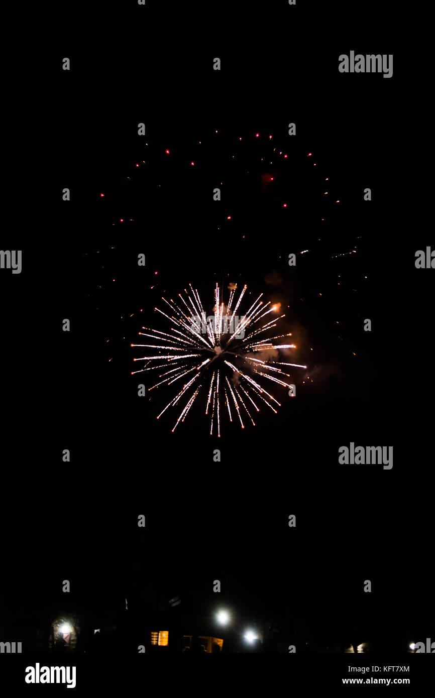 Fireworks in night sky Stock Photo - Alamy