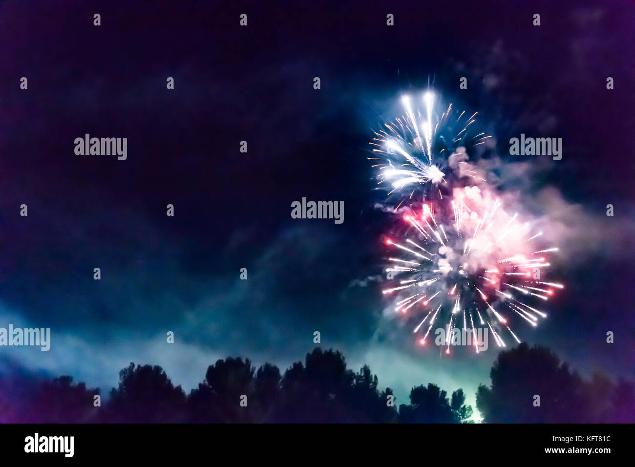 Fireworks in night sky Stock Photo - Alamy