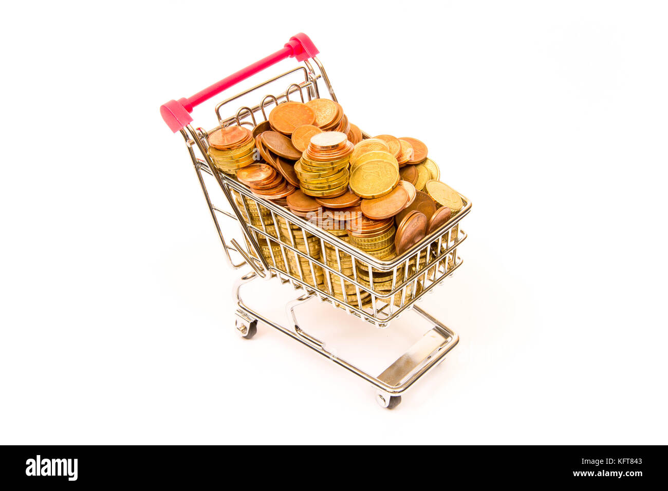 Shopping cart and coins, money Stock Photo - Alamy