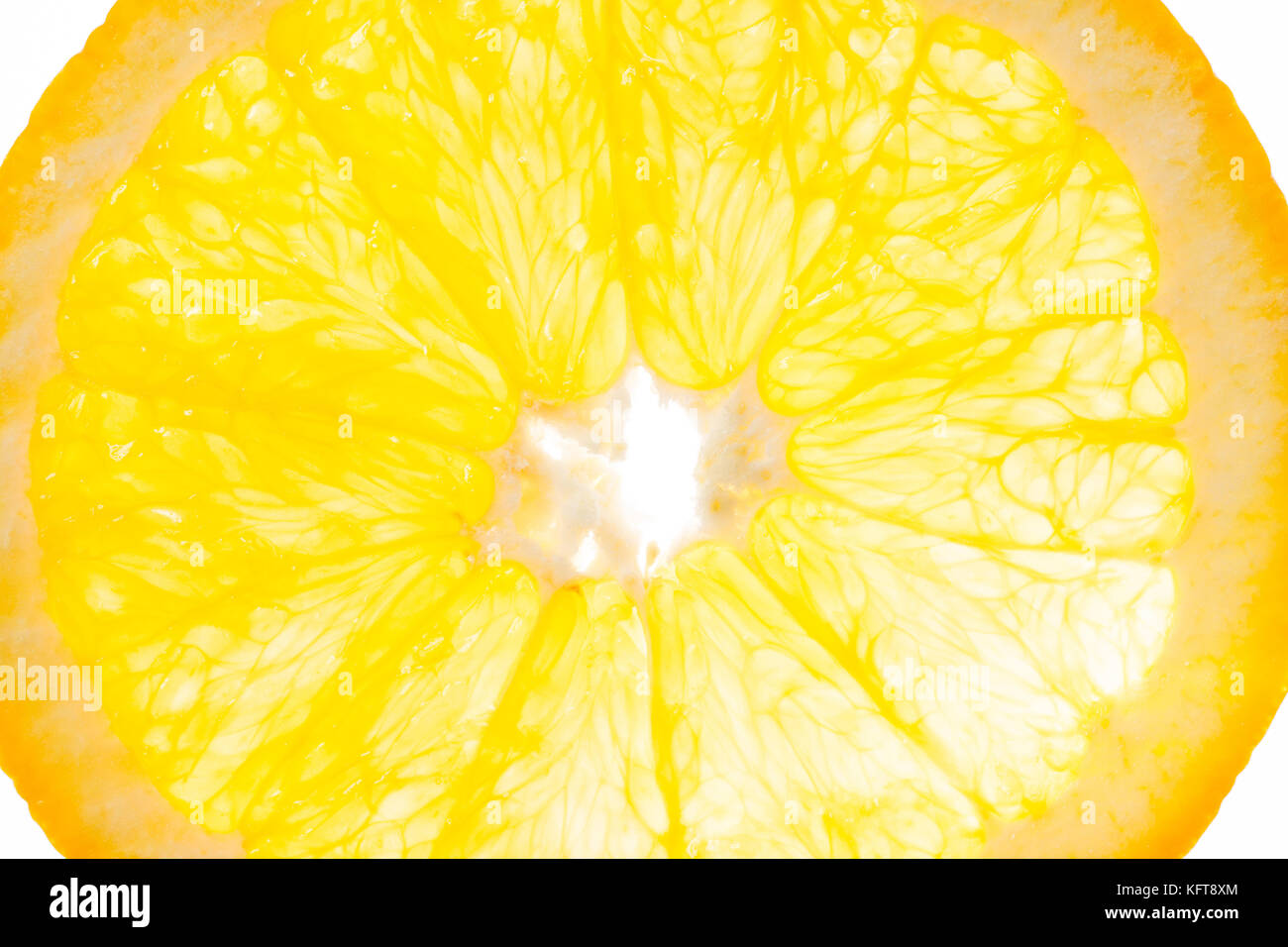 a slice of orange view in backlight Stock Photo - Alamy