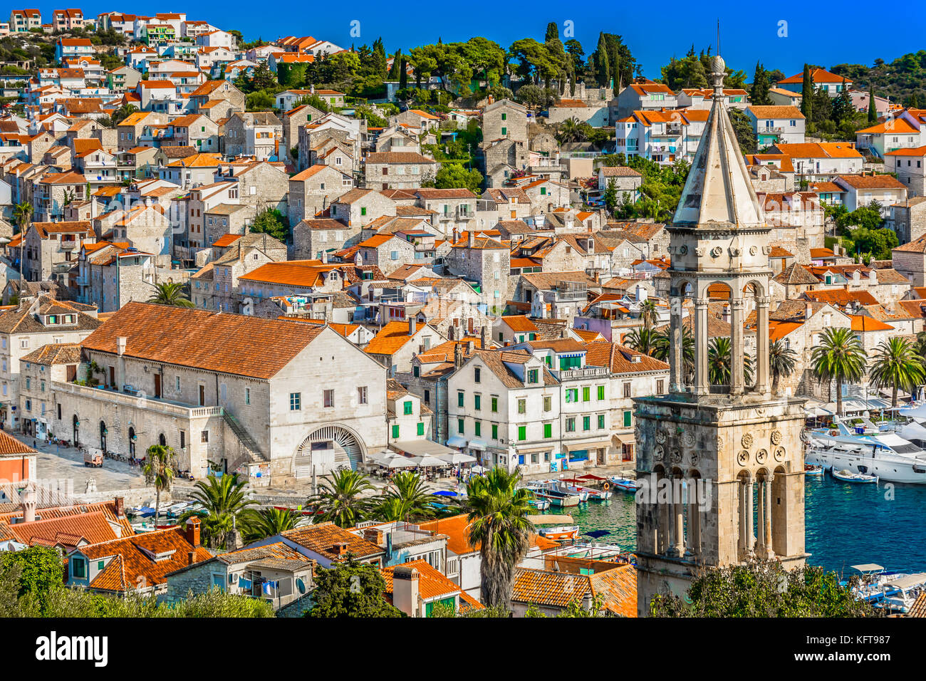 Scenic view at architecture in Hvar old town, croatian landmarks Stock ...