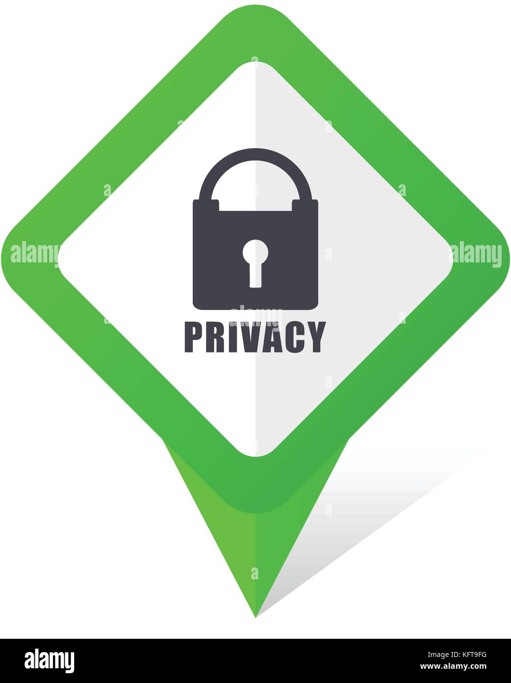 Privacy green square pointer web and mobile phone vector icon in eps 10 ...