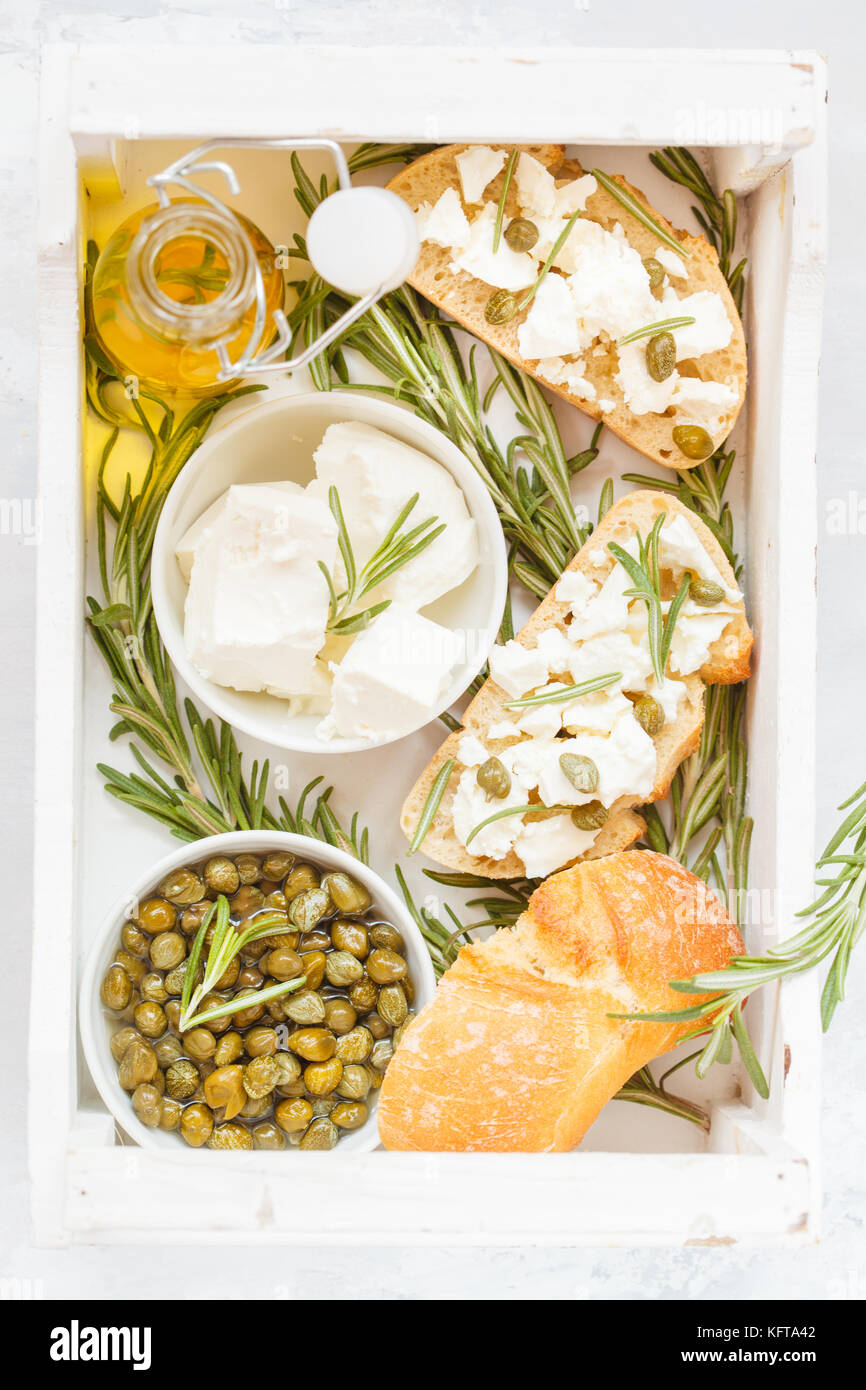 Traditional Italian sandwiches in a white wooden box Stock Photo - Alamy