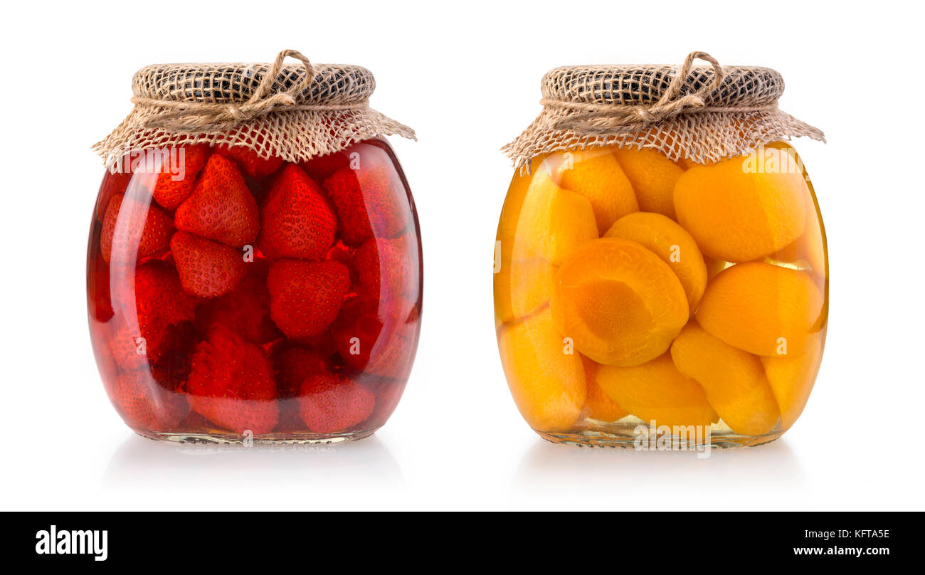 jam jars isolated on white background Stock Photo - Alamy