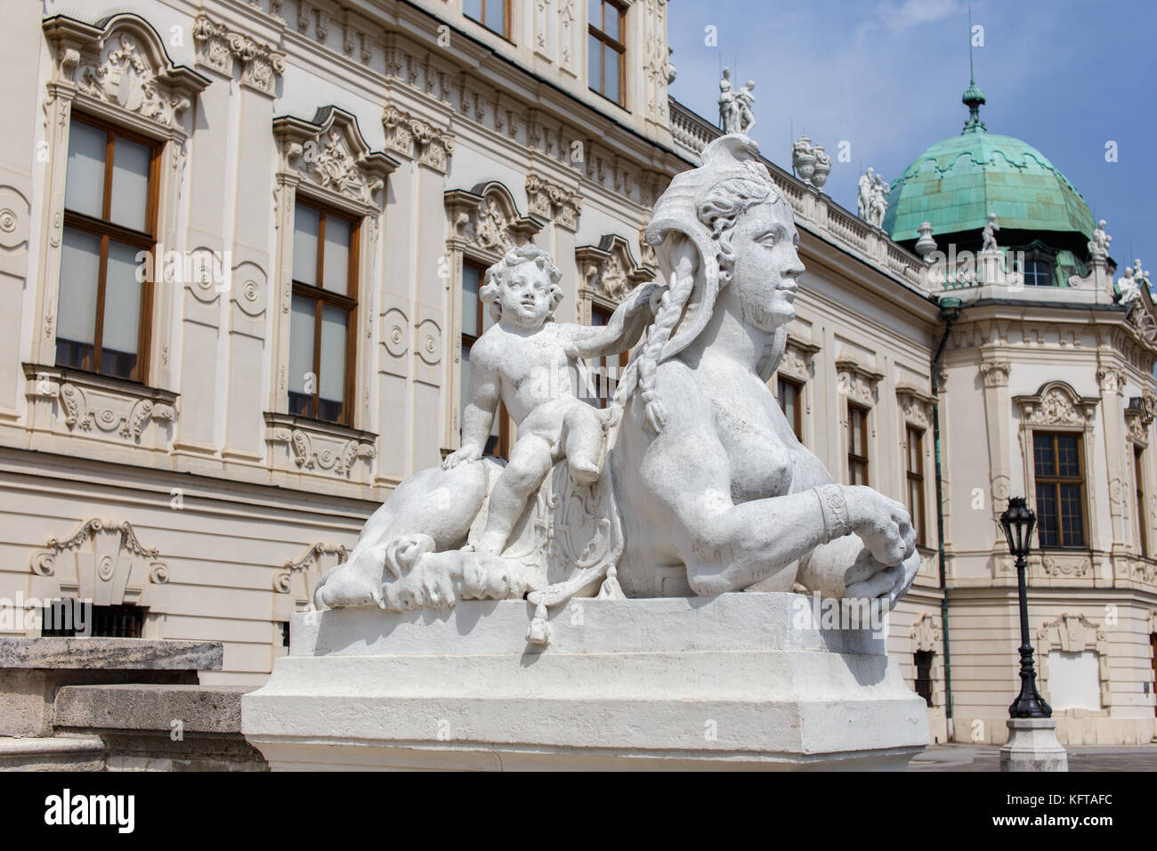 Baroque angels statue at Upper Belvedere palace Vienna, Austria, EU ...