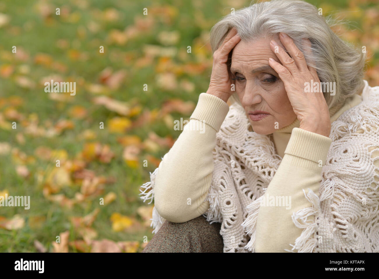sad senior beautiful woman Stock Photo - Alamy