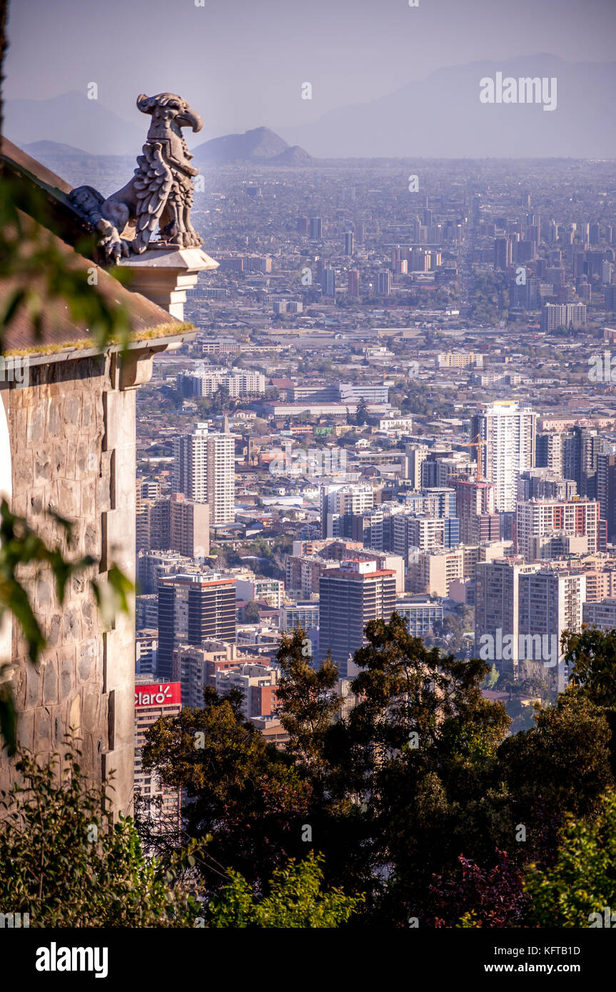 Aerial view of Santiago de Chile and the Andes mountain in the ...
