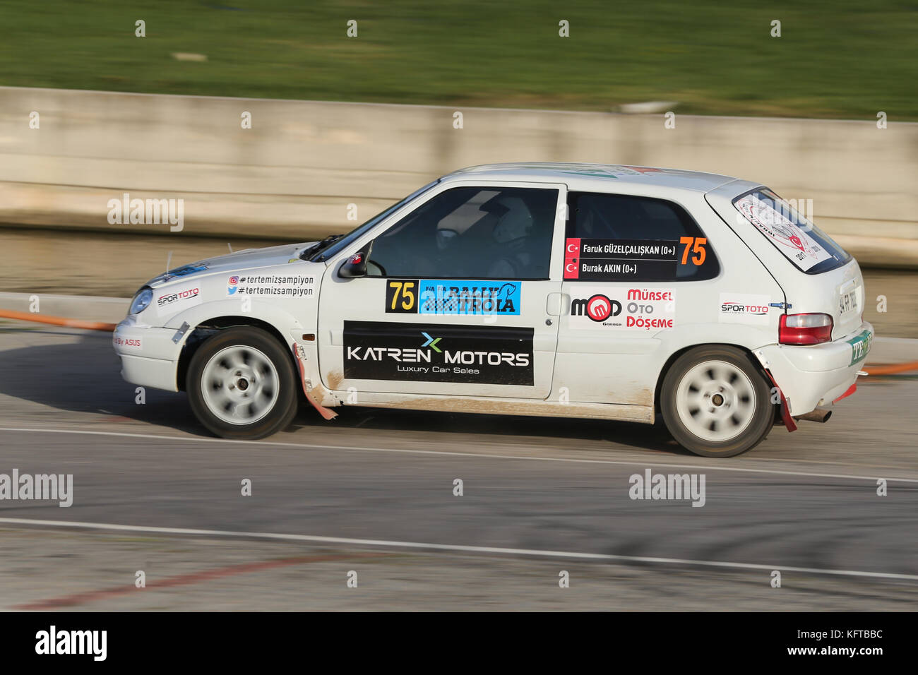 CANAKKALE, TURKEY - JULY 01, 2017: Faruk Guzelcaliskan drives Citroen ...
