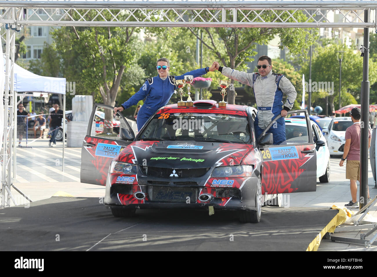 CANAKKALE, TURKEY - JULY 02, 2017: Osman Ugur with Mitsubishi Lancer ...